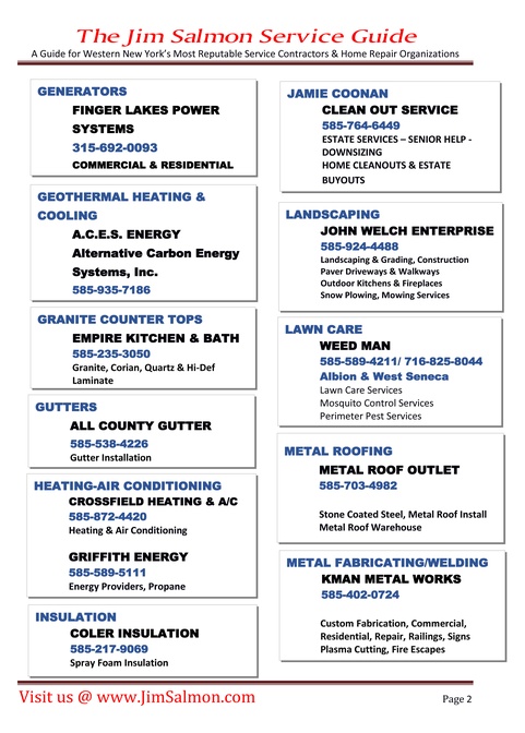 The Jim Salmon Service Guide - Jim Salmon Professional Home Inspection ...