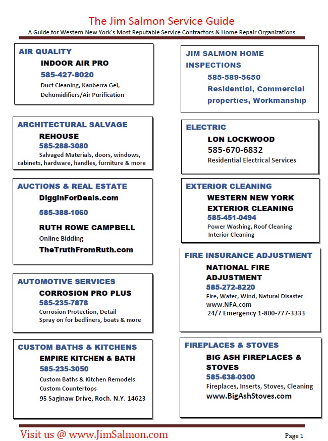 The Jim Salmon Service Guide - Jim Salmon Professional Home Inspection ...